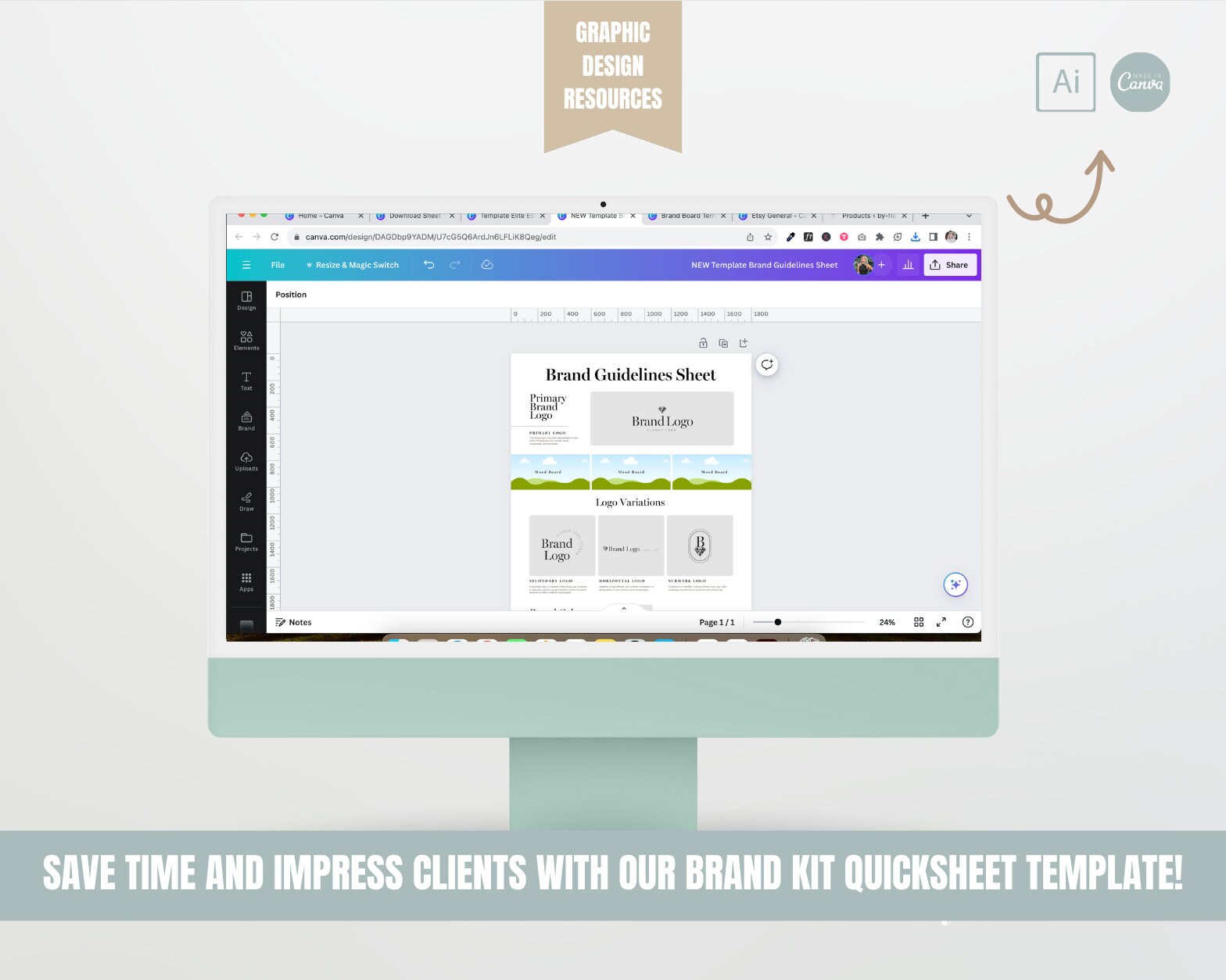 Brand Kit Templates, Branding Overview Illustrator & Canva Templates ...