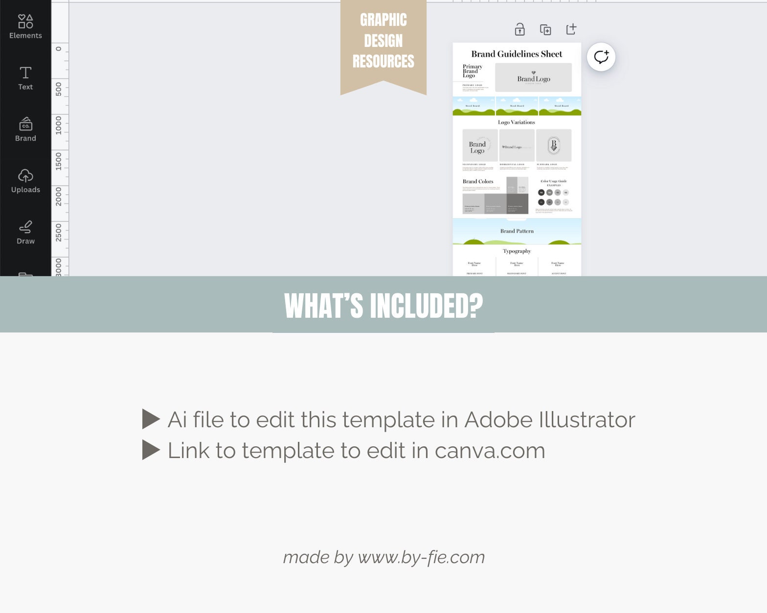 Brand Kit Templates, Branding Overview Illustrator & Canva Templates ...