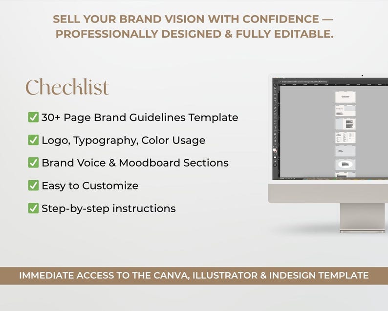 EDITABLE BRAND Guidelines Template CANVA Illustrator Indesign 40 Pages ...