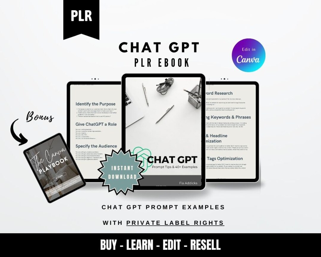 Chat GPT Prompt Examples 15 Pages of Content Free Canva Guide PLR ...