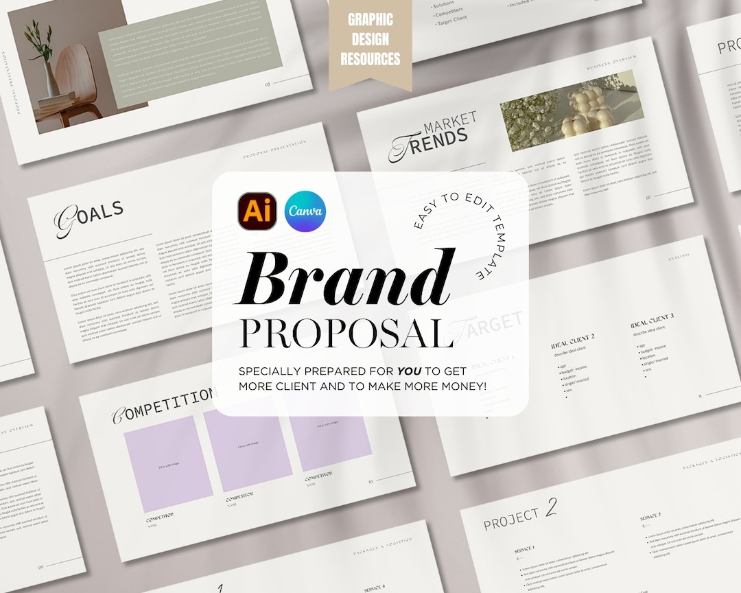 Brand Proposal Template for Adobe Illustrator and Canva! Template Brand ...