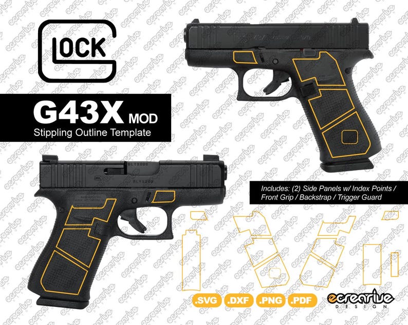 Glock 43x MOD Vector Outline Laser Template SVG DXF - Etsy