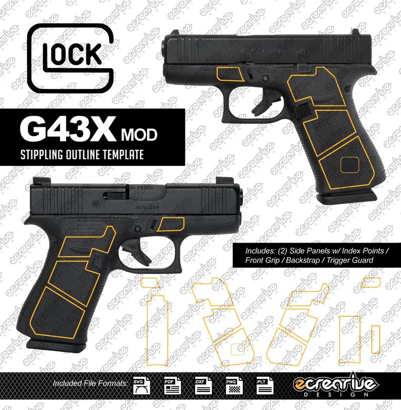 Glock 43x MOD Vector Outline Laser Template SVG DXF - Etsy