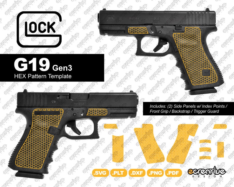 Glock 19 Gen3 HEX Laser Stippling Pattern Template SVG PLT - Etsy