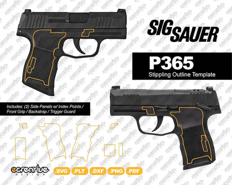 Sig Sauer P365 Vector Outline Laser Stippling Template SVG PLT - Etsy