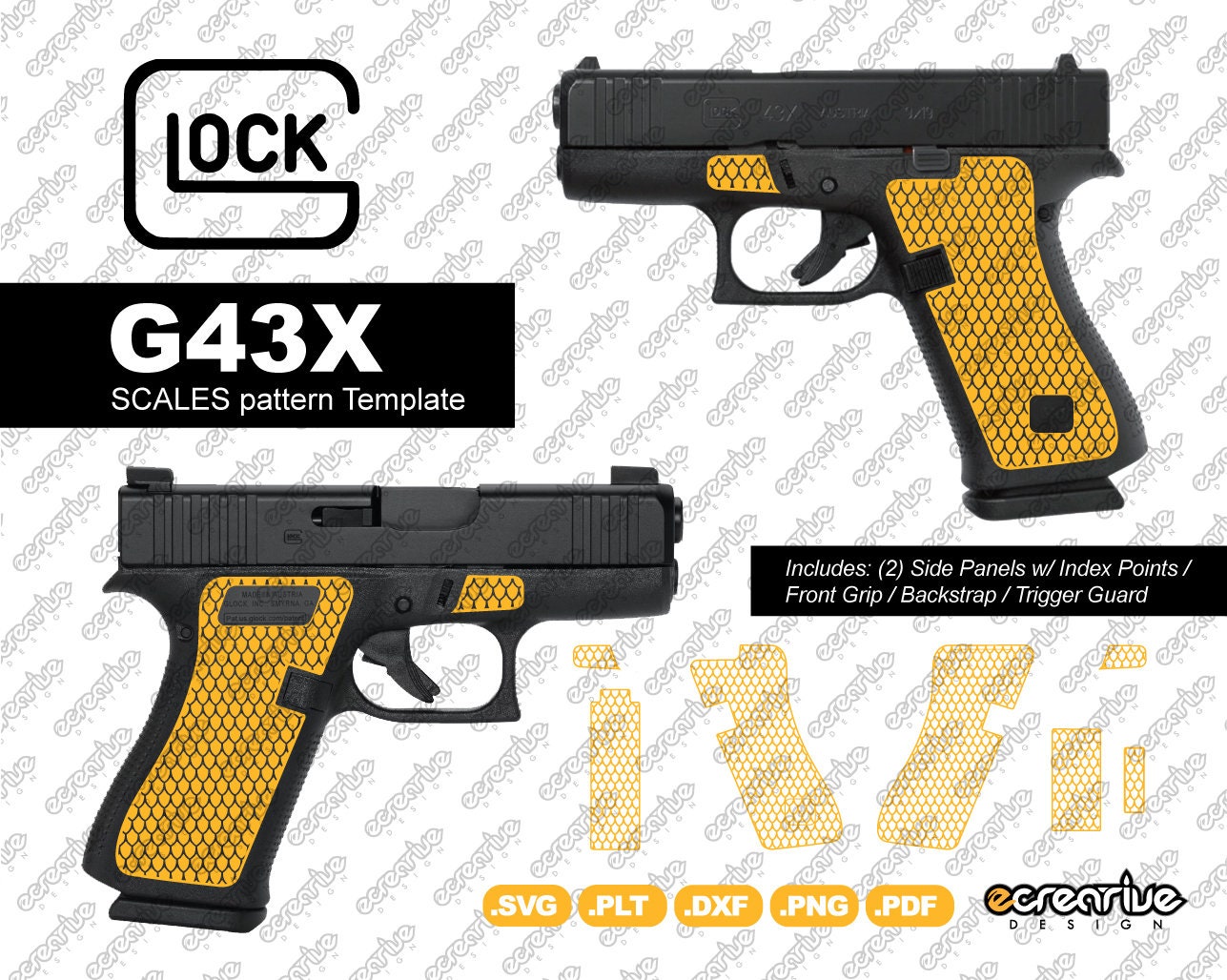 Glock 43X SCALES Laser Stippling Pattern Template SVG - Etsy