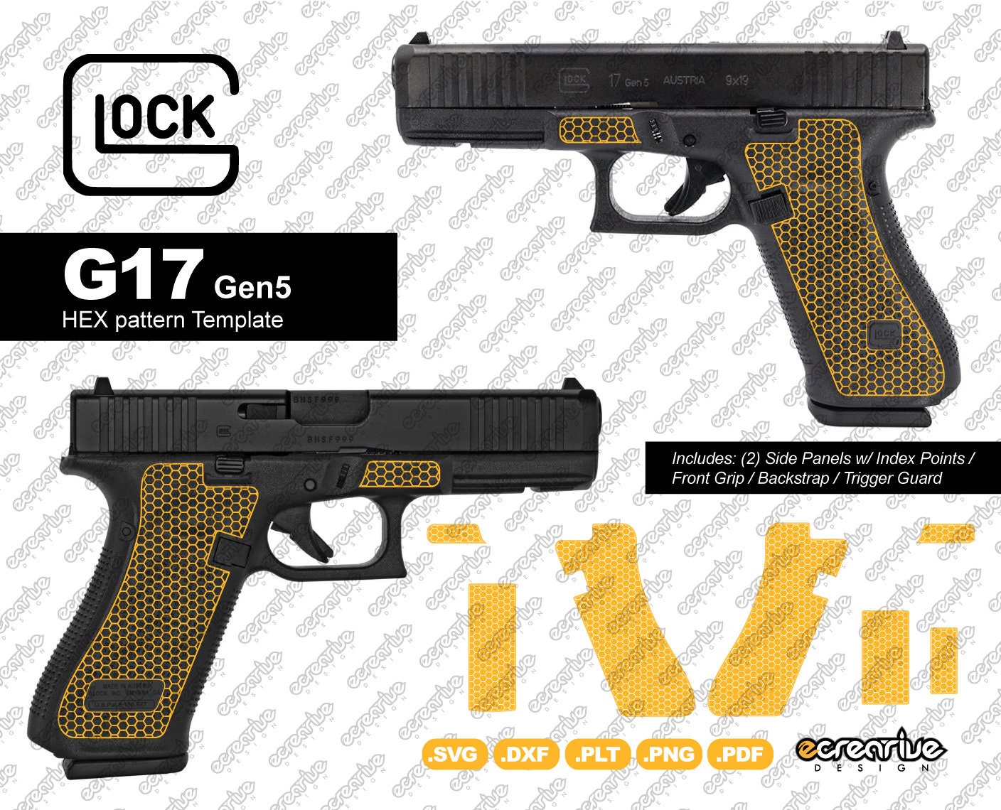 Glock 17 Gen5 HEX Laser Stippling Pattern Template SVG PLT - Etsy