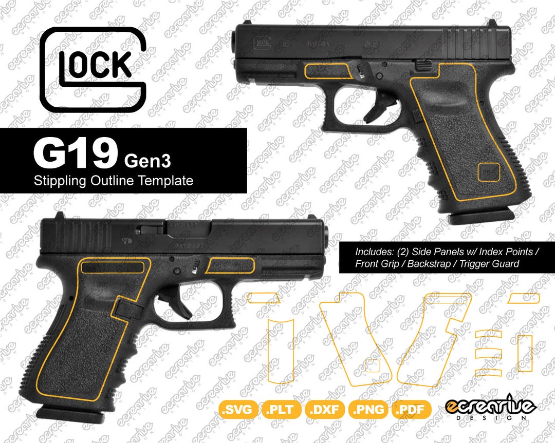 Glock 19 Gen3 Vector Outline Laser Stippling Template SVG PLT - Etsy