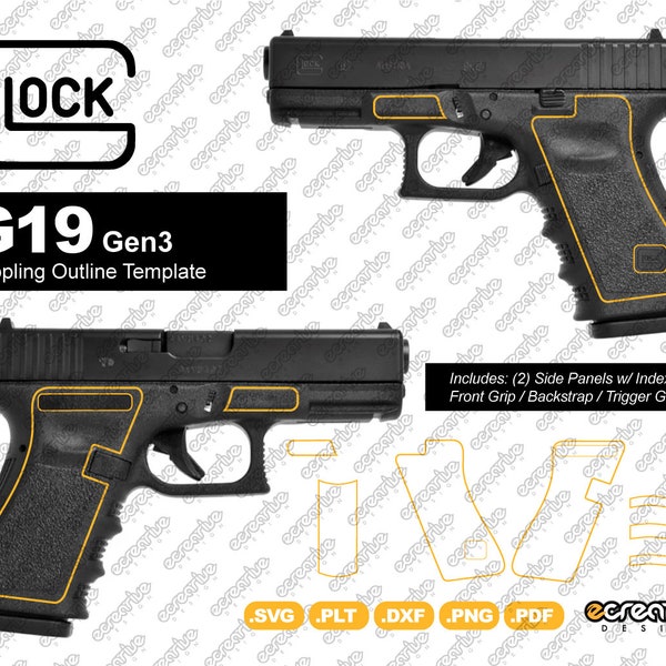 Glock 19 Gen5 Vector Outline Laser Template SVG PLT - Etsy