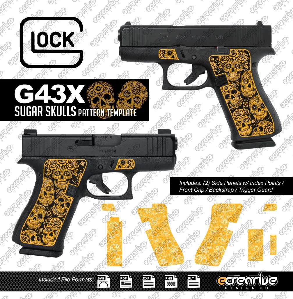 Glock 43X SUGAR SKULLS Laser Stippling Pattern Template Svg Plt - Etsy