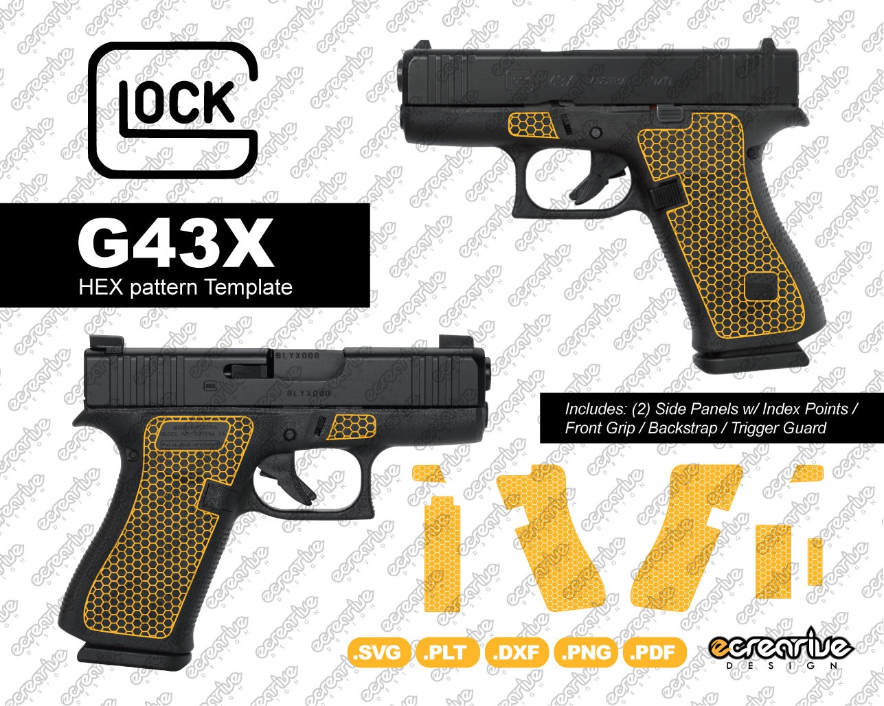 Glock 43X HEX Laser Stippling Pattern Template SVG - Etsy