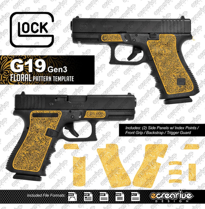 Glock 19 Gen3 FLORAL Laser Stippling Pattern Template SVG PLT - Etsy