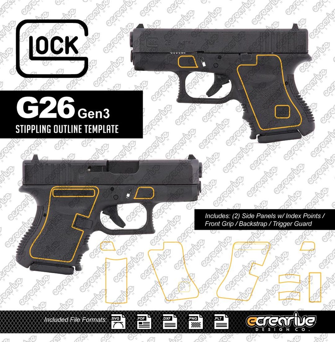 Glock 26 Gen3 Vector Outline Laser Stippling Template SVG DXF - Etsy