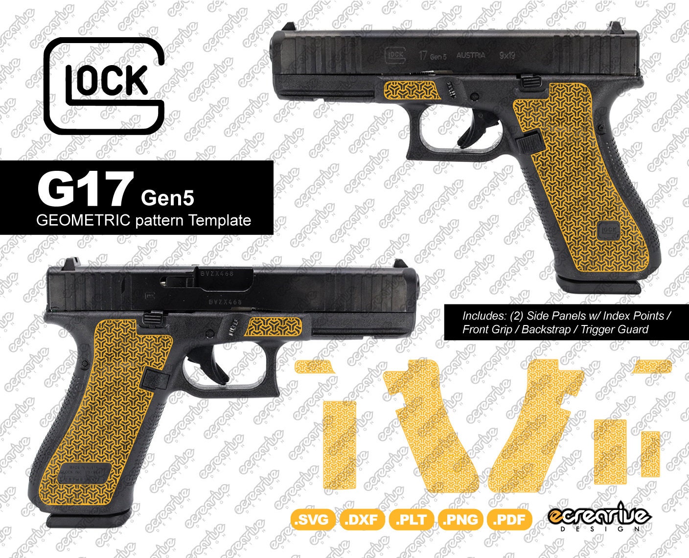 Glock 17 Gen5 GEOMETRIC Laser Stippling Pattern Template SVG PLT - Etsy