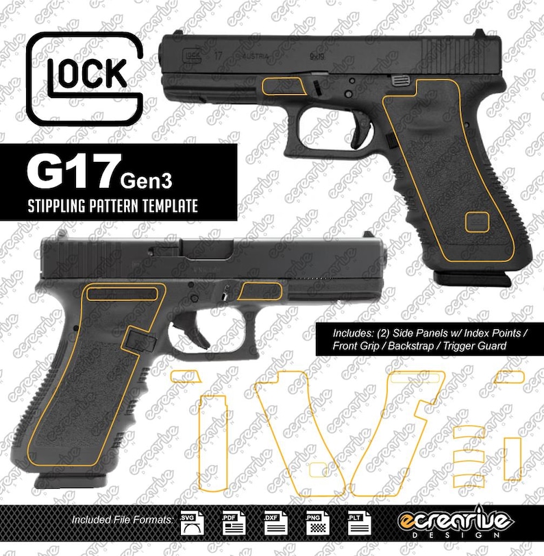 Glock 17 Gen3 Vector Outline Laser Stippling Template SVG DXF - Etsy