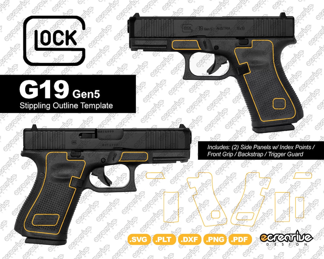 Glock 19 Gen5 Vector Outline Laser Stippling Template SVG PLT - Etsy
