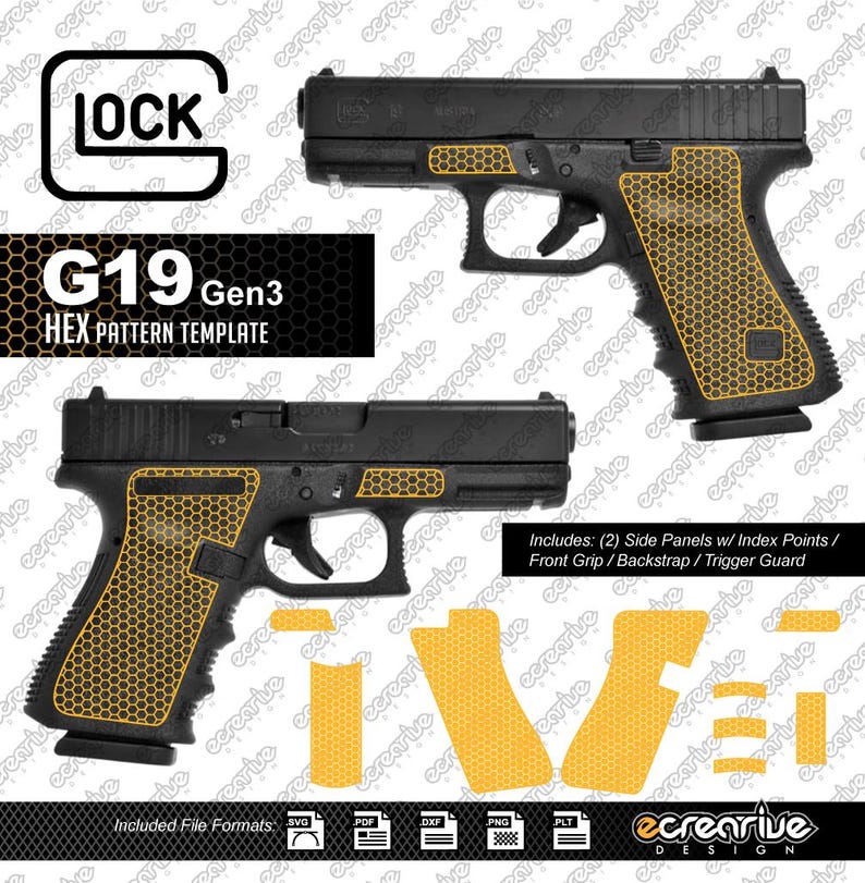 Glock 19 Gen3 HEX Laser Stippling Pattern Template SVG PLT - Etsy
