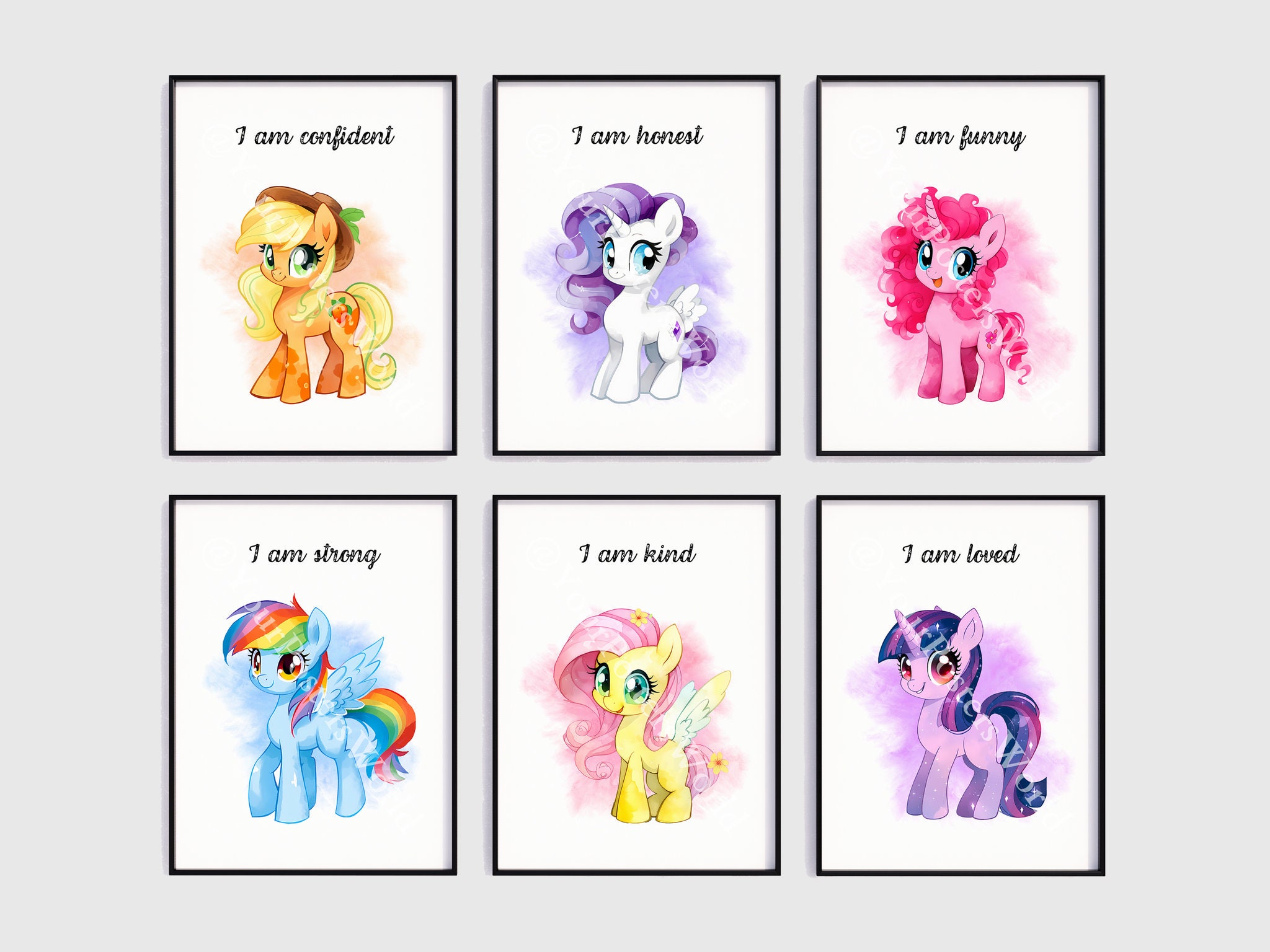Little Pony Set of 6 Watercolor Prints Nursery Room Digital Decor ...