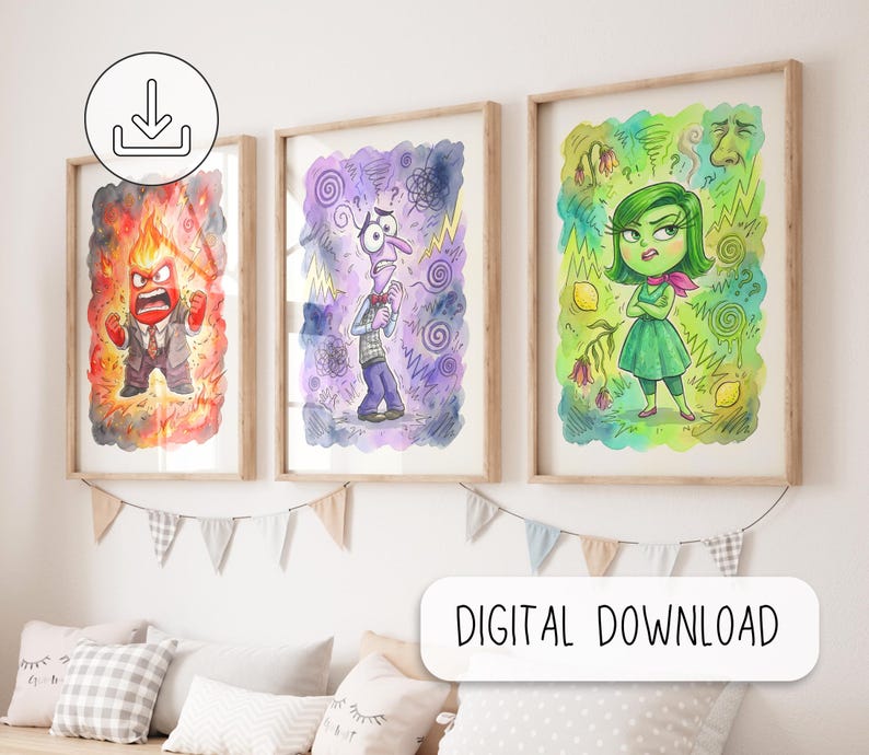 Inside Out 2 Characters Nursery Room Poster, Self-awareness Poster for ...
