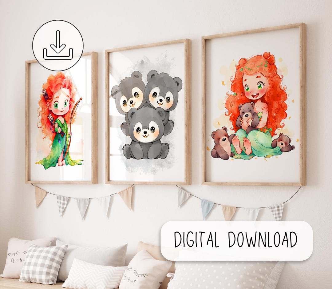Merida Watercolor Poster - Merida the Brave Art - Digital Prints - Kids ...