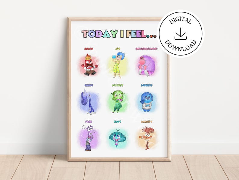 Inside Out 2 Characters, Nursery Room Printable Art Decor Digital ...