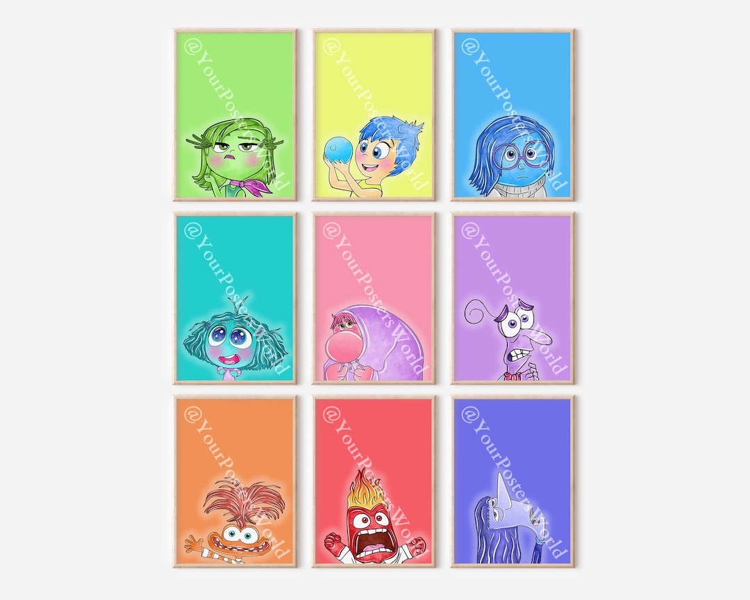 Inside Out 2 Characters, Nursery Room Printable Decor, Digital Posters ...