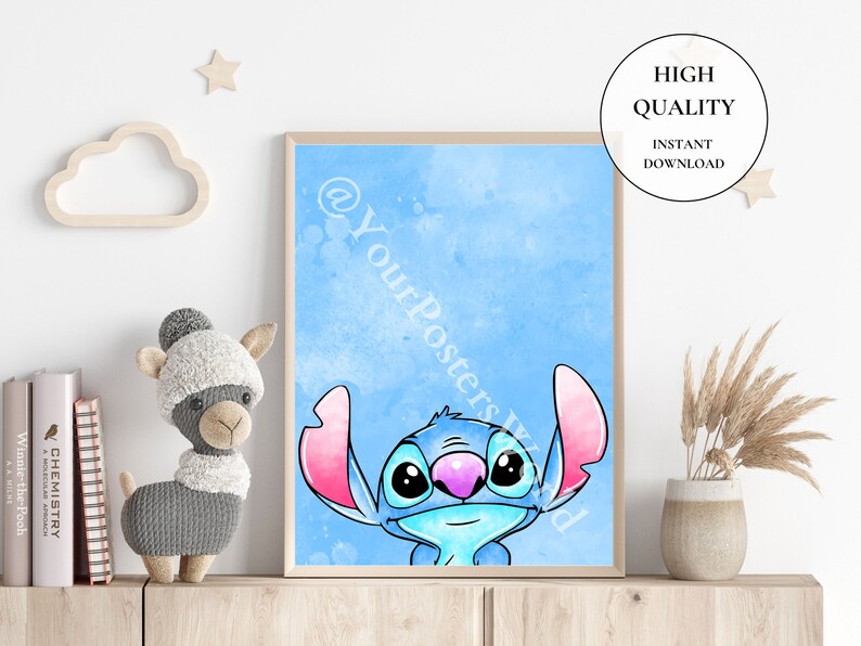 Lilo and Stitch Faces Posters Colorful Background Print Printable ...