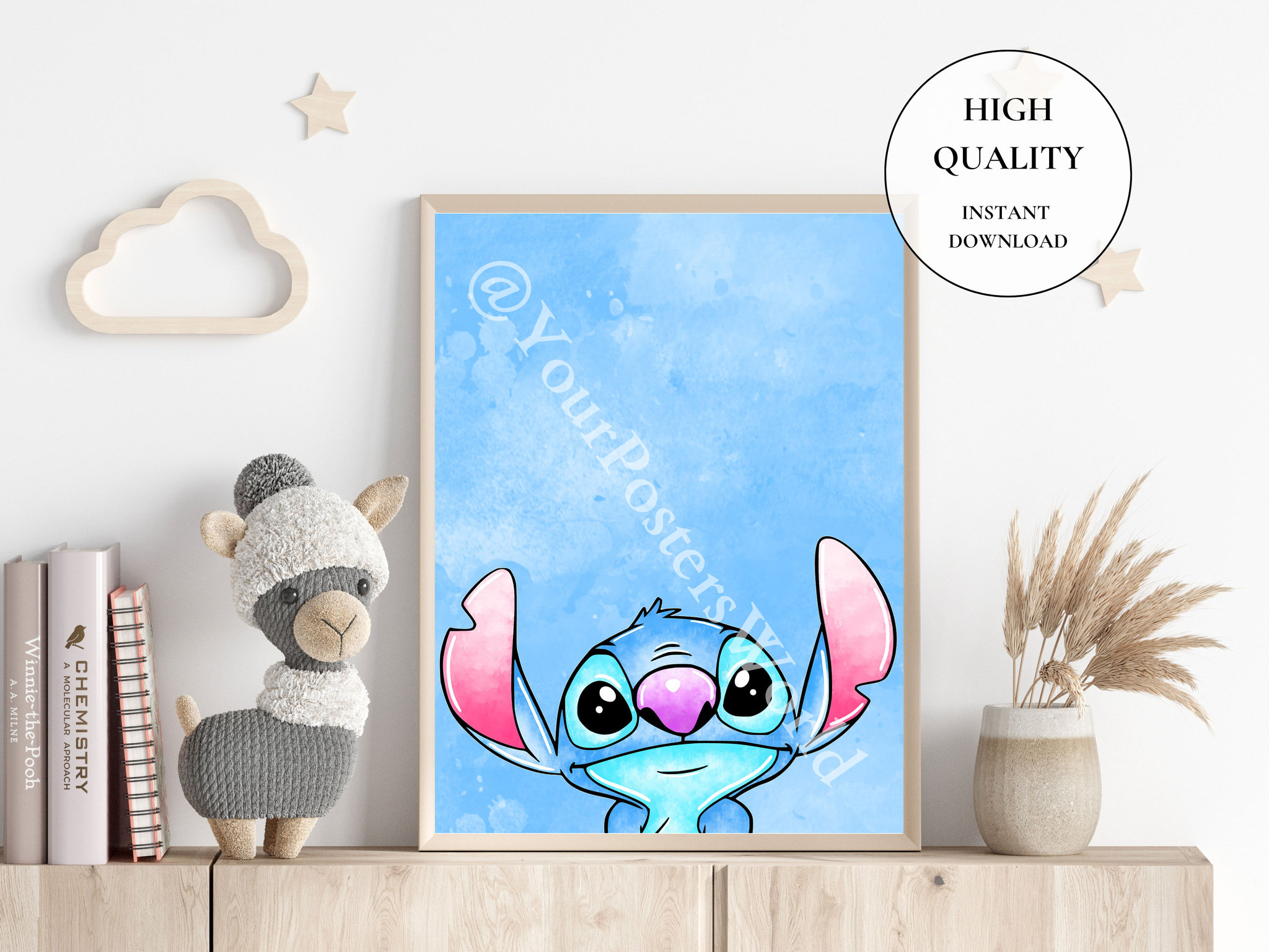 Lilo and Stitch Faces Posters Colorful Background Print Printable Poster Nursery Room Digital ...