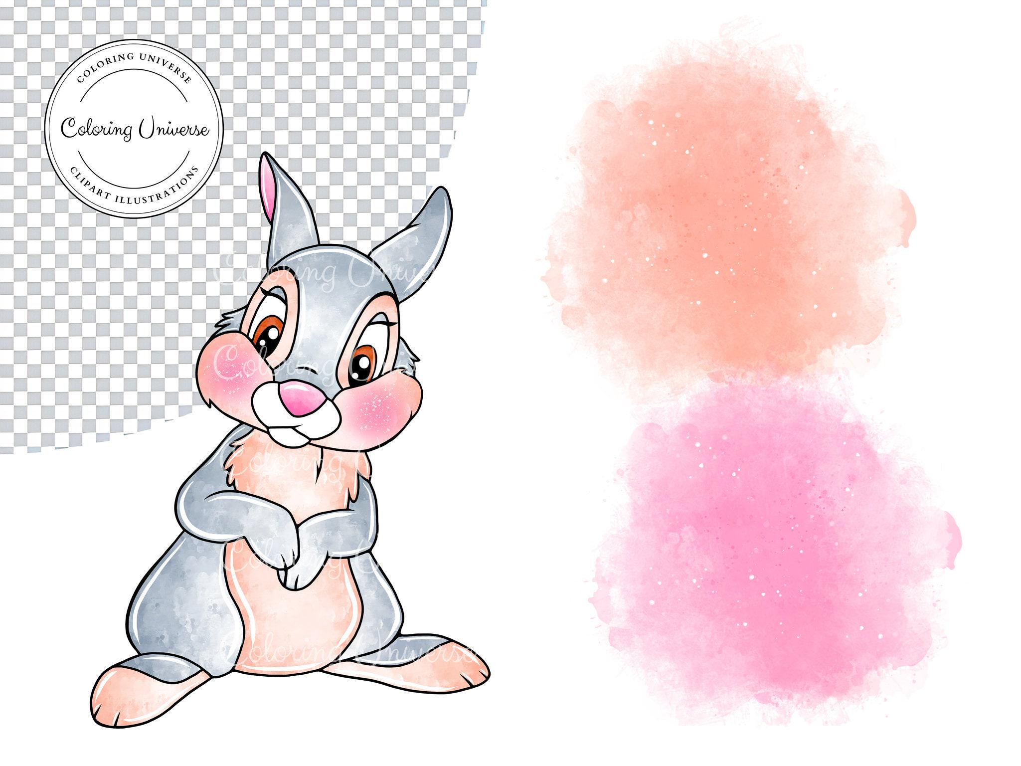 Watercolor Thumper Clipart From Bambi PNG - Bambi and Thumper Cute Clip ...