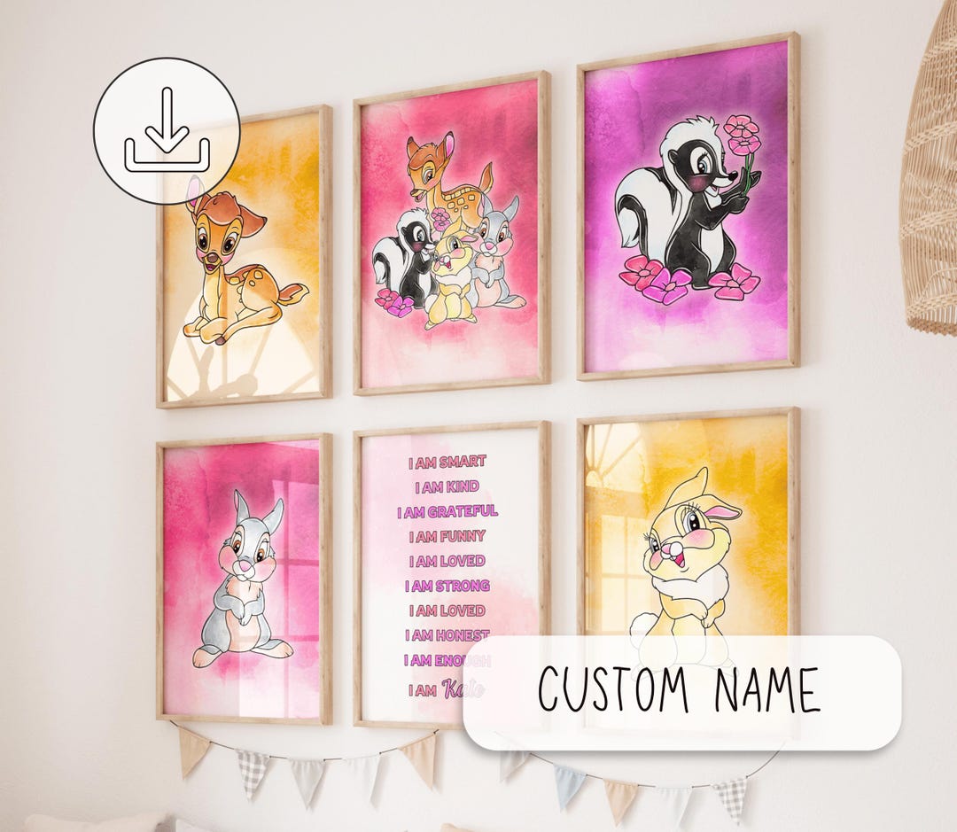 Bambi Inspired Nursery Decor, Set of 6 Bambi Characters, Printable ...