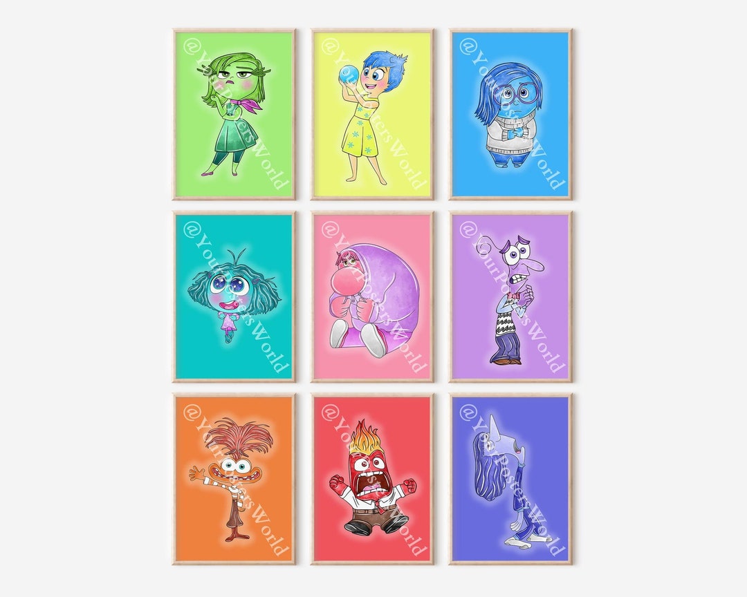 Inside Out 2 Characters, Nursery Room Printable Decor, Digital Posters ...