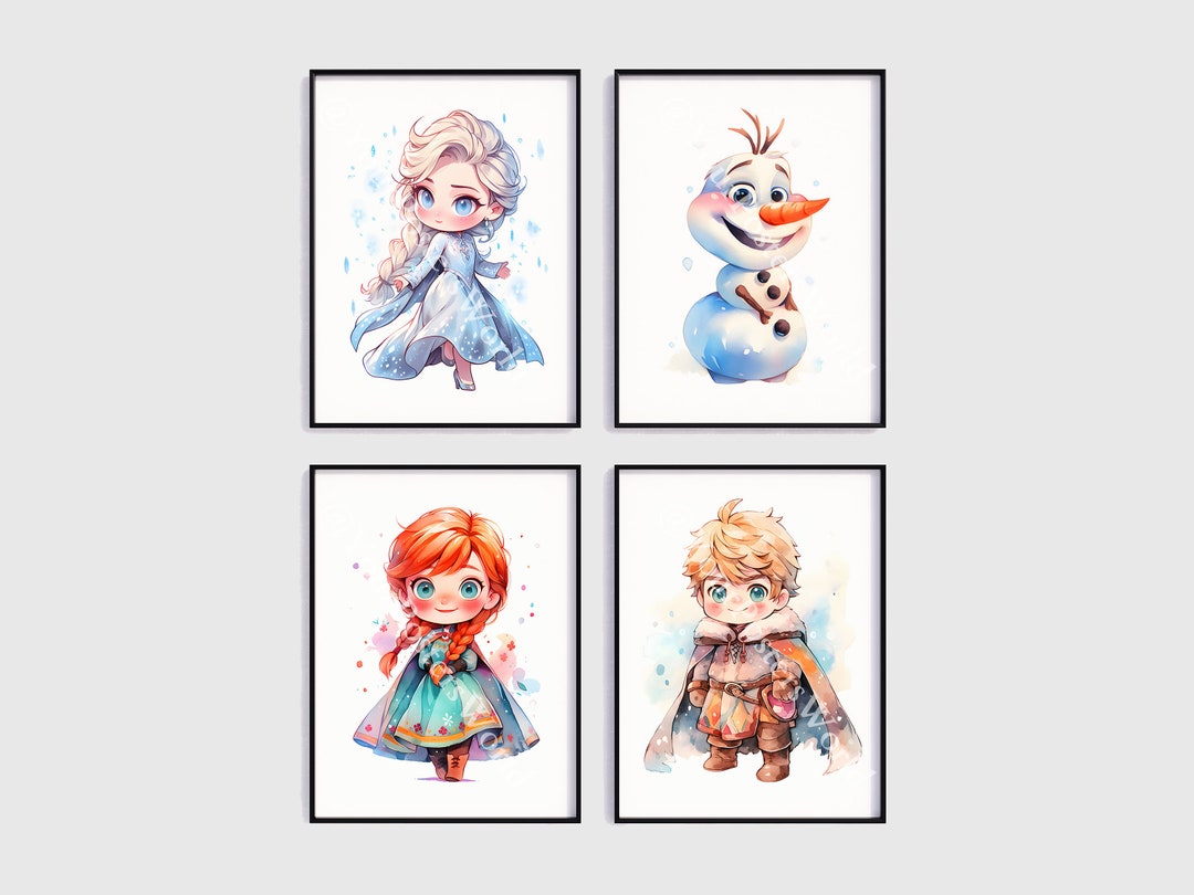 Set of 4 Frozen Watercolor Art Printable Poster Watercolor - Etsy