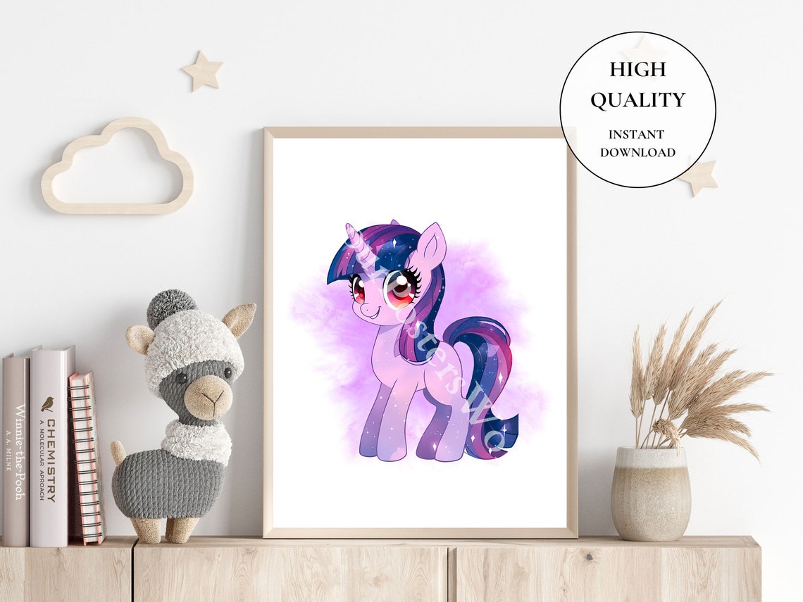 Cute Little Pony Set of 6 Cartoon Prints Nursery Room Digital Decor ...