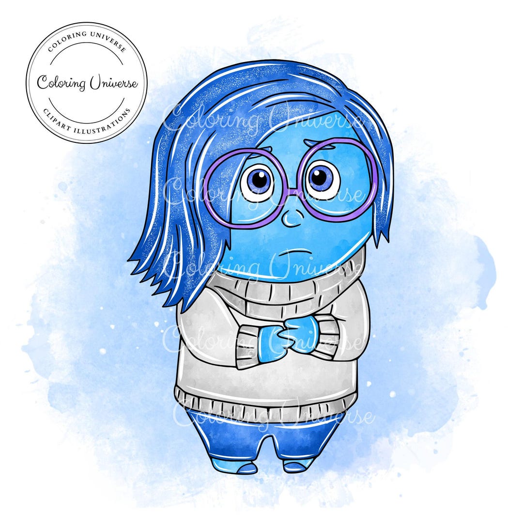Cute Inside Out 2 Sadness Character Clipart - Inside Out Digital ...