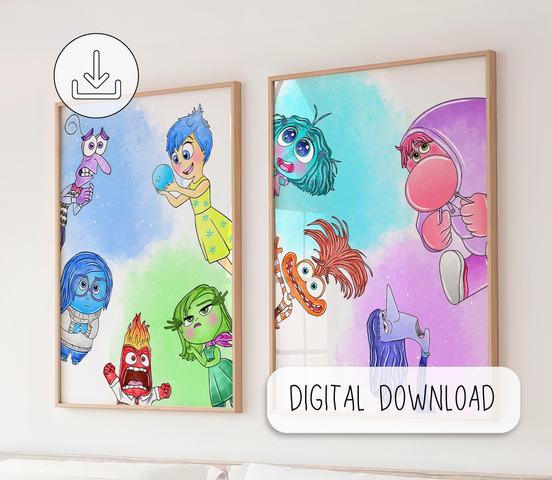 Inside Out Characters Gallery Wall, Nursery Room Digital Wall ...