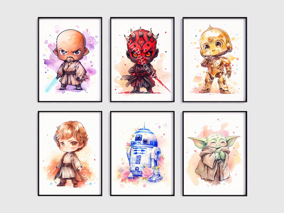 Cute Chibi Star Wars Characters Nursery Room Decor Set of - Etsy