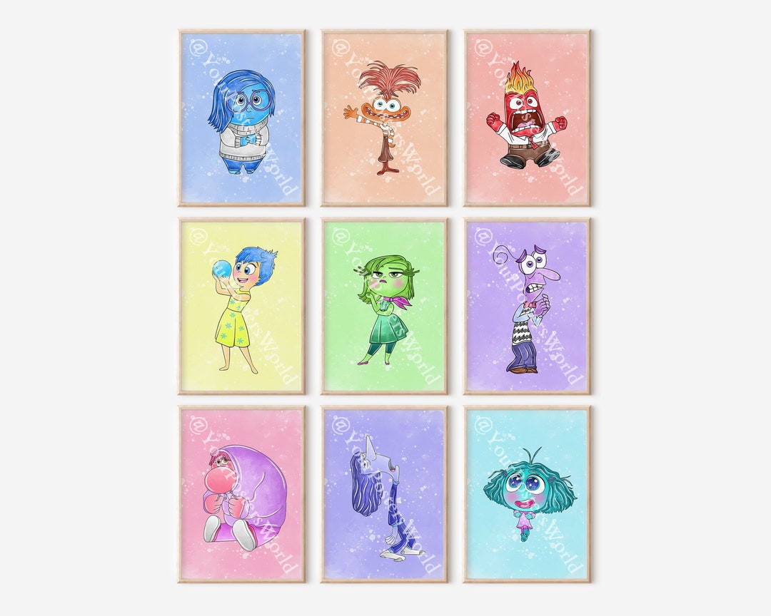 Inside Out 2 Characters, Nursery Room Printable Decor, Digital Posters ...