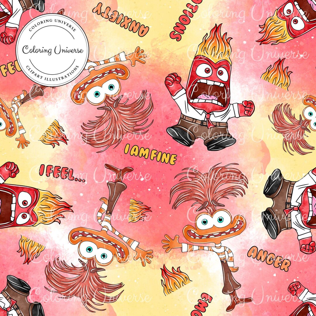 Inside Out 2 Seamless Pattern, Inside Out Sublimation File, Inside Out ...
