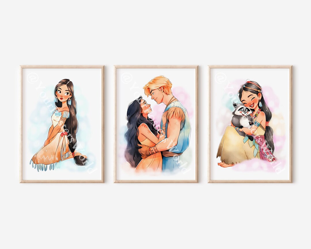 Set of 3 Pocahontas Digital Posters Cute Printable Posters Nursery Wall ...