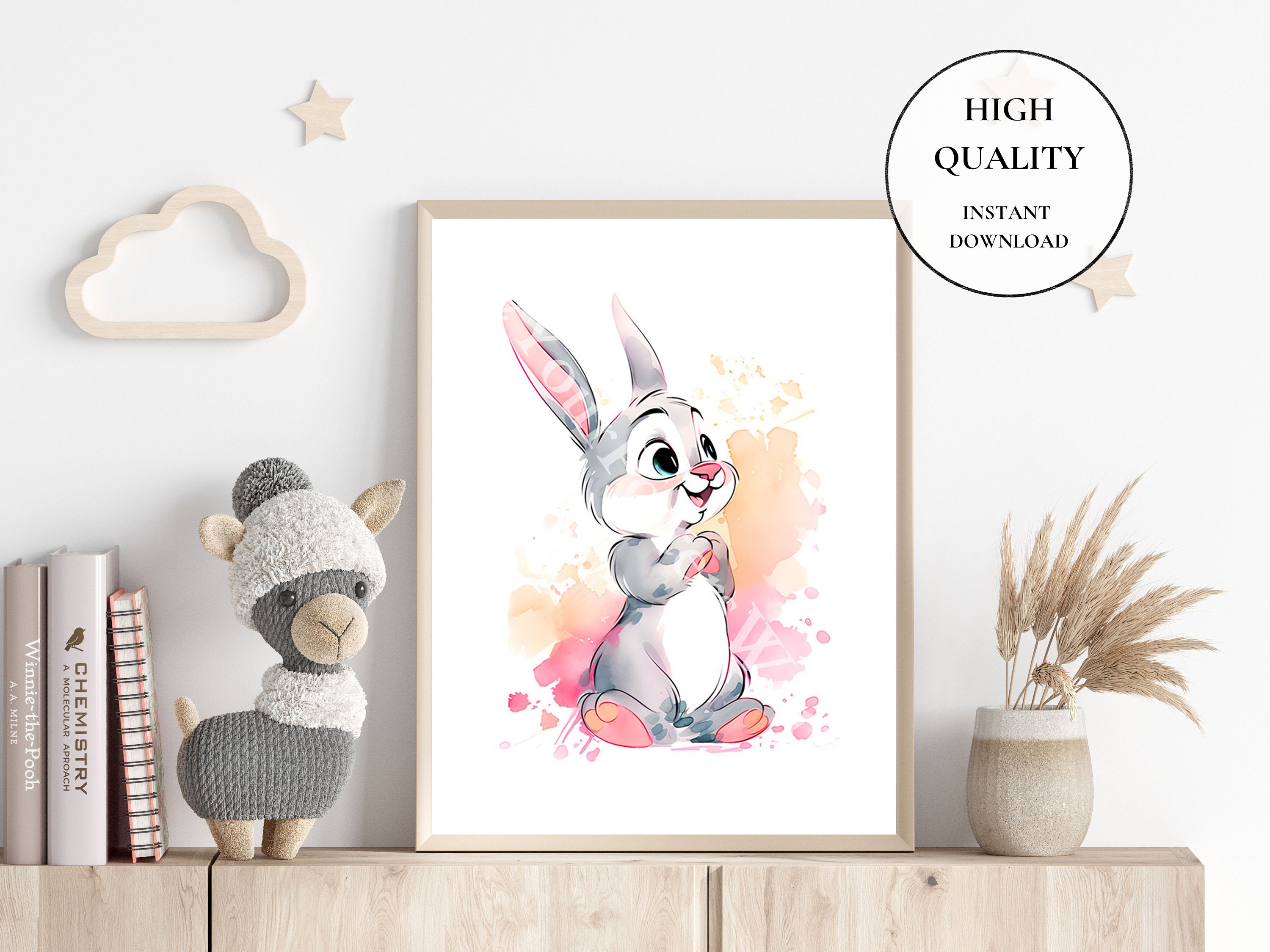 Set of 6 Bambi Characters - Watercolor Bambi Poster - Nursery Room ...