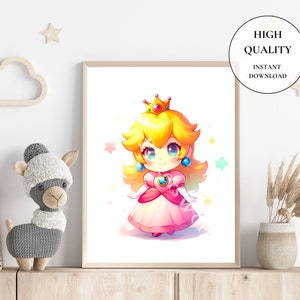 Cute Set of 4 Super Mario Posters - Super Mario Painting, Mario Wall ...