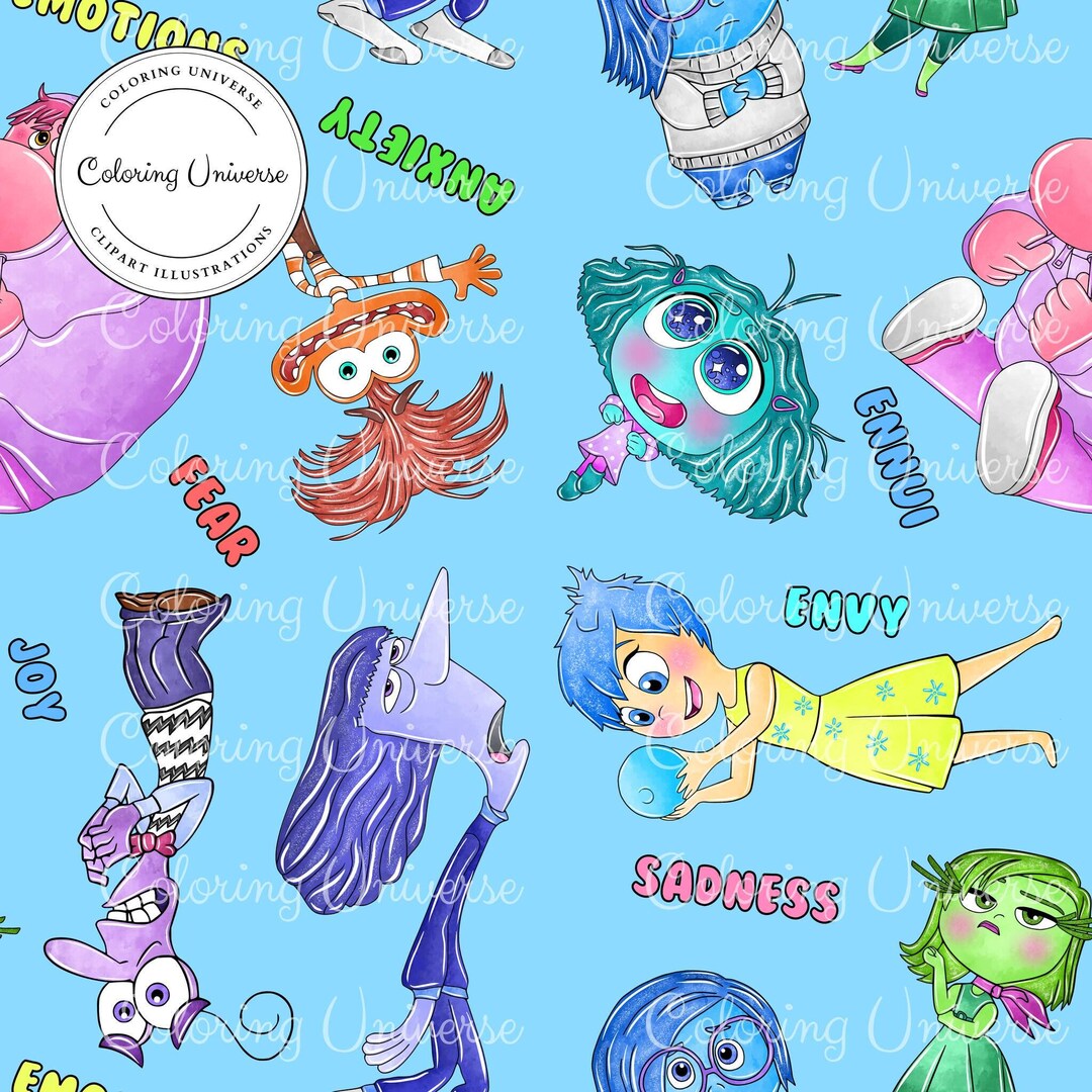 Inside Out 2 Seamless Pattern, Inside Out Sublimation File, Inside Out ...