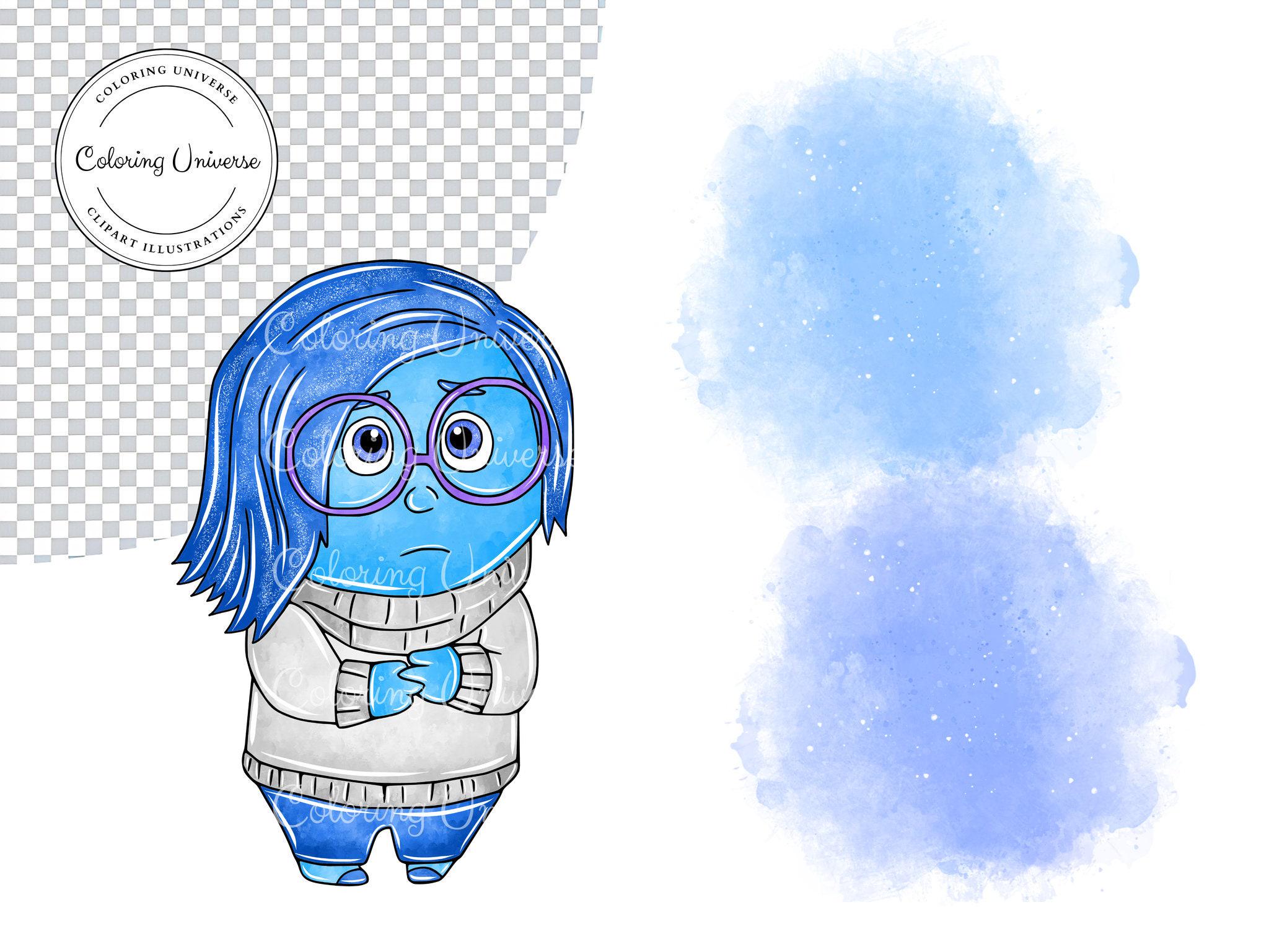 Cute Inside Out 2 Sadness Character Clipart - Inside Out Digital ...