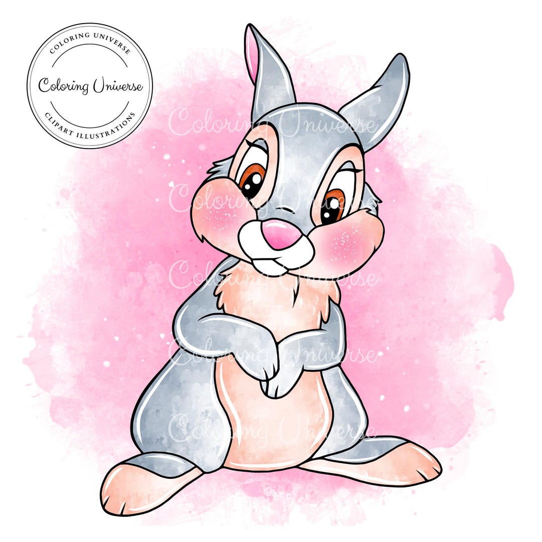 Watercolor Thumper Clipart From Bambi PNG - Bambi and Thumper Cute Clip ...