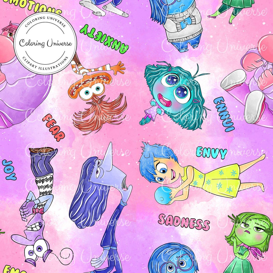 Inside Out 2 Seamless Pattern, Inside Out Sublimation File, Inside Out ...