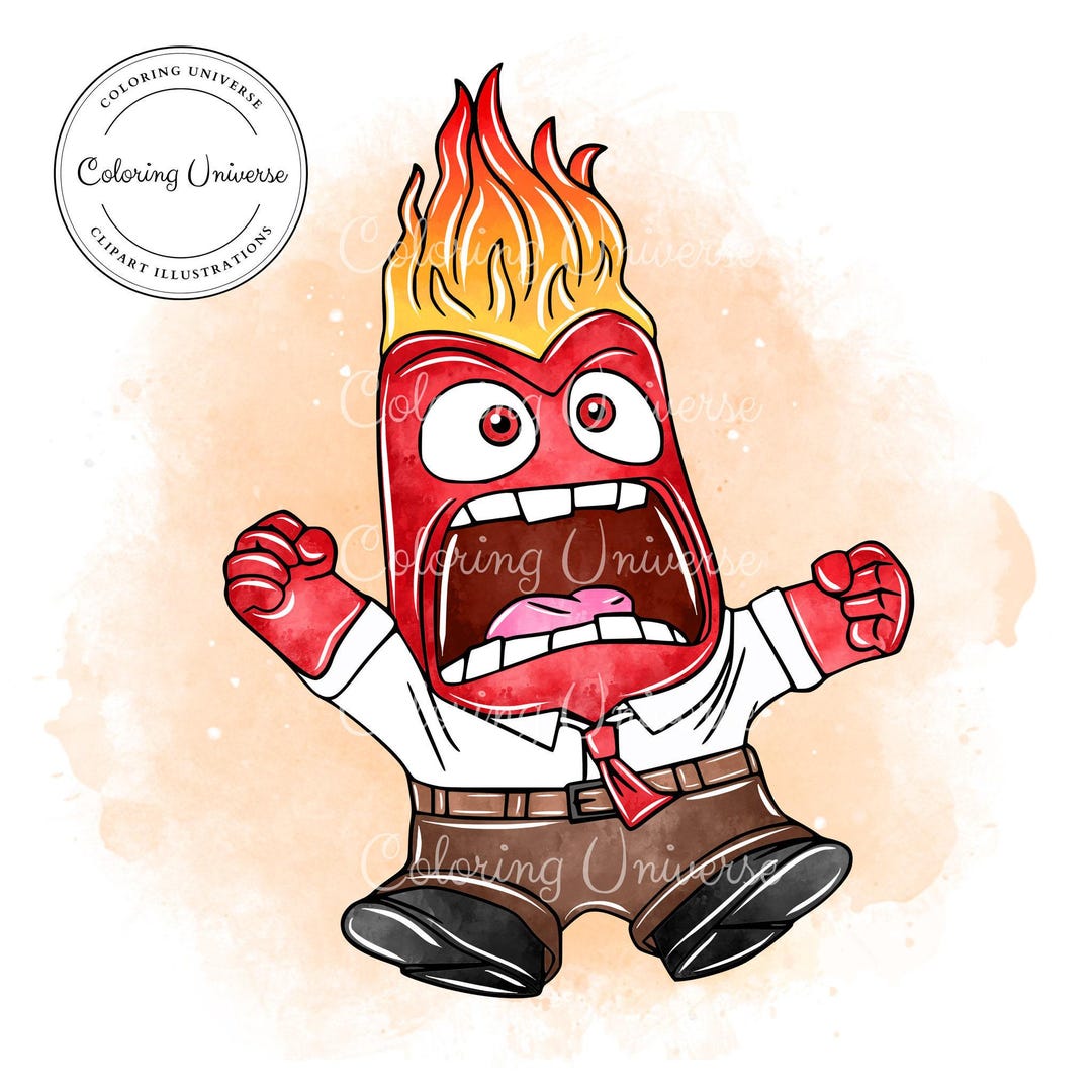 Cute Inside Out 2 Anger Character Clipart - Inside Out Digital Download ...