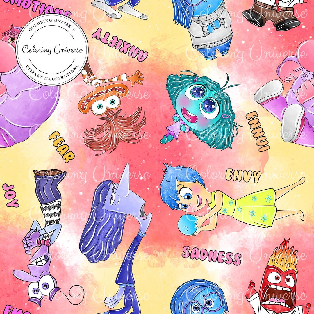 Inside Out 2 Seamless Pattern, Inside Out Sublimation File, Inside Out ...