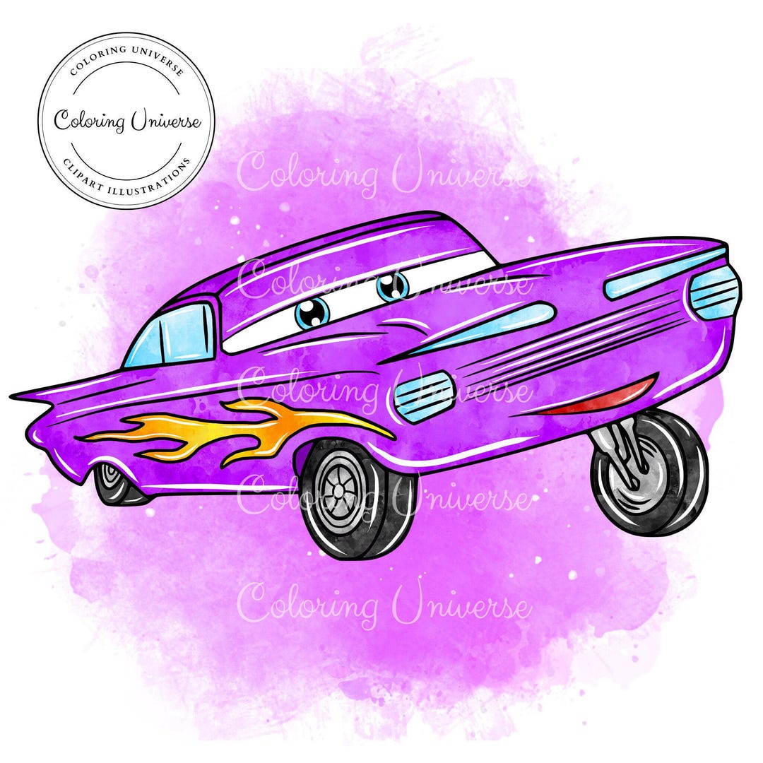 Cute Ramone From Cars Movie Watercolor Clipart - Car Sublimation Bundle ...