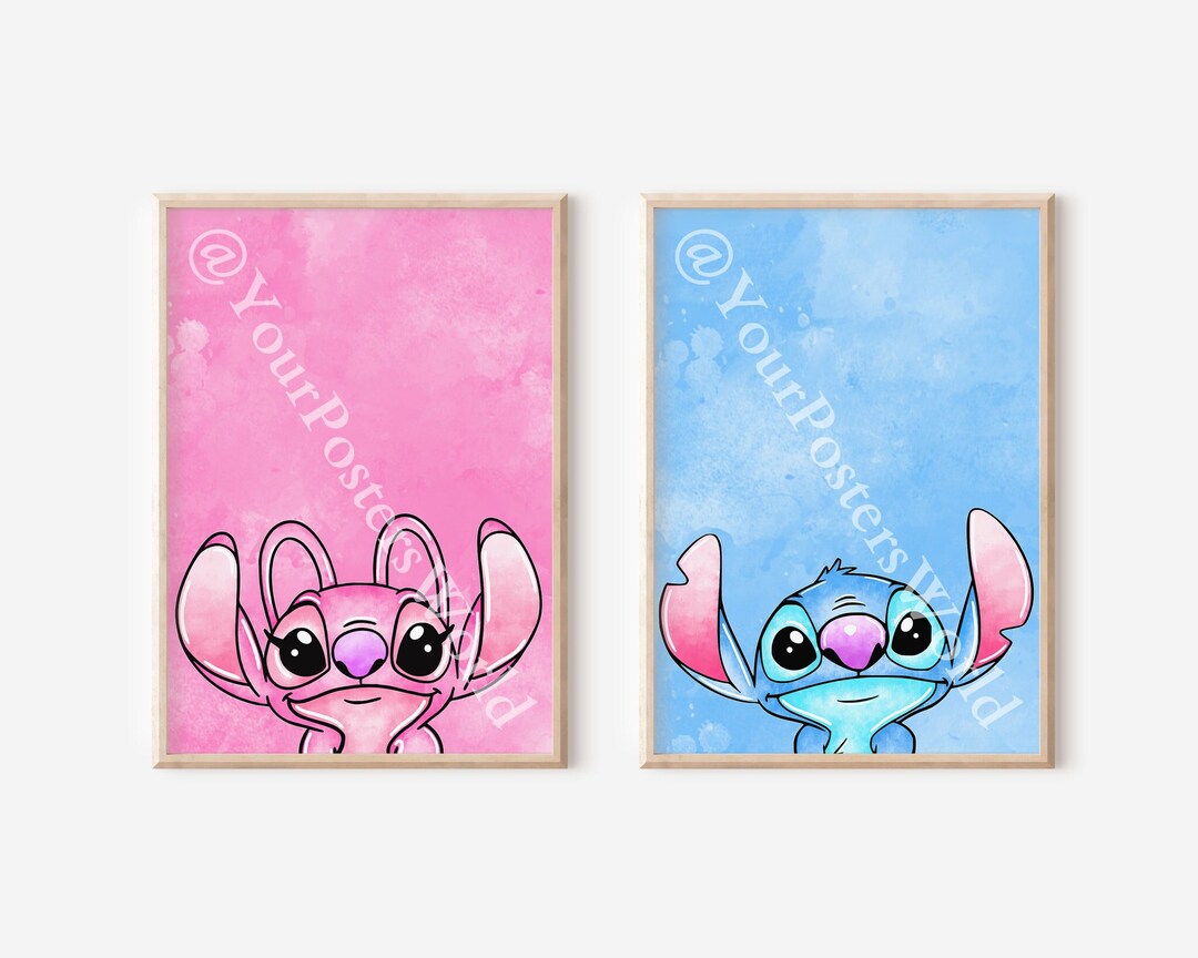 Lilo and Stitch Faces Posters Colorful Background Print Printable ...