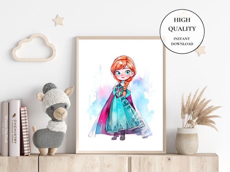 Set of 4 Frozen Posters Printable Poster Watercolor Painting Nursery ...